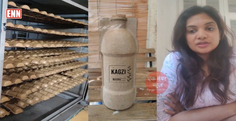 Samiksha Ganediwal making Kagzi Bottles the alternative of plastic bottles